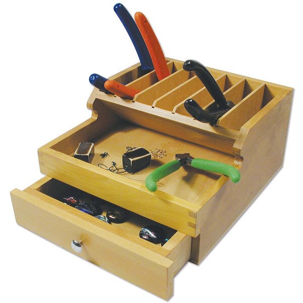 wooden rack for pliers with drawers -BeadSmith.com