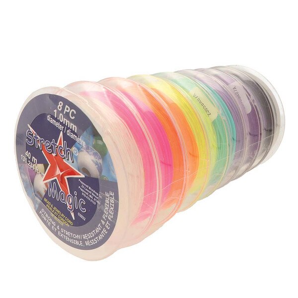 stretch magic 8-pc color asst - 1mm 5 me -BeadSmith.com